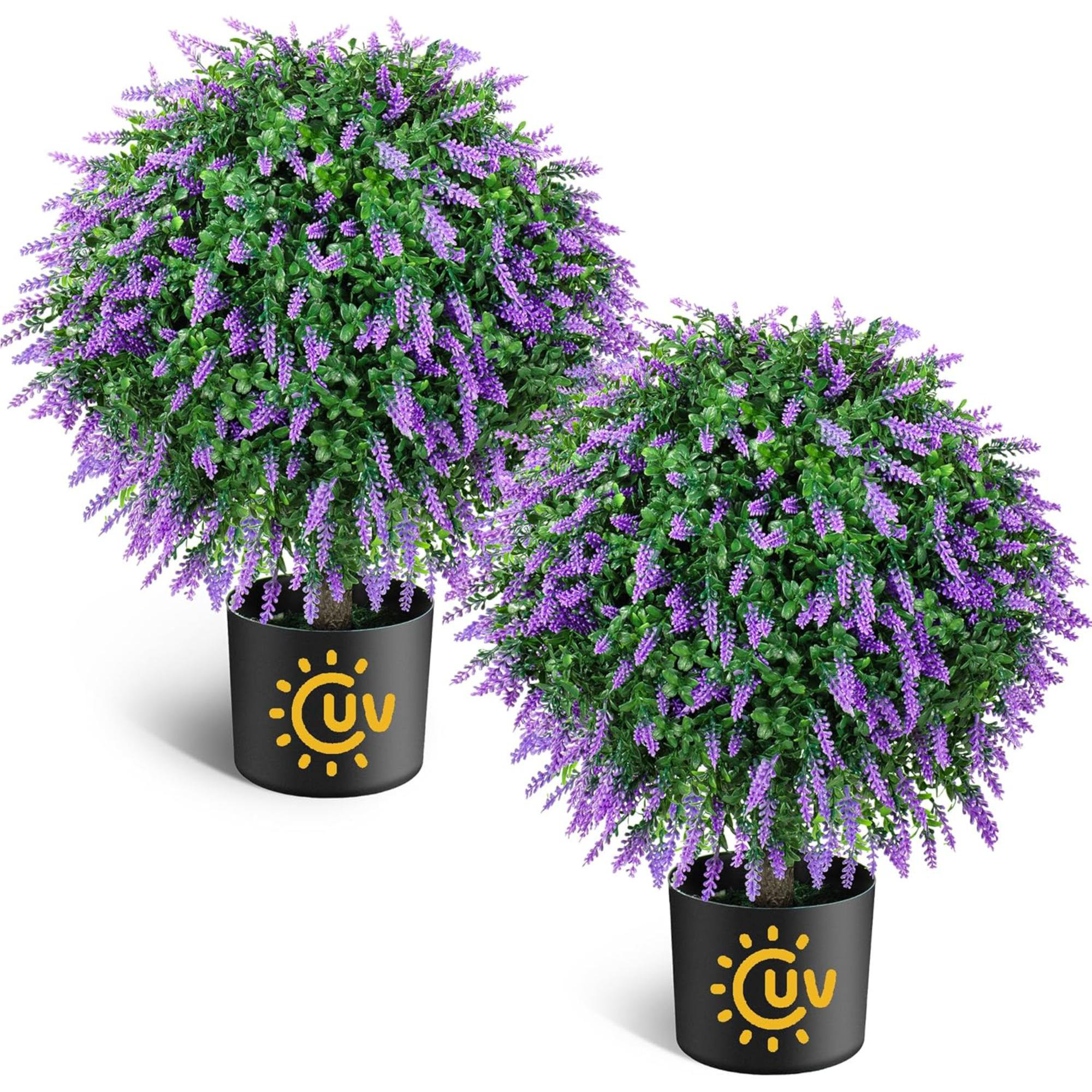 Primrue 21.6“ Artificial Lavender Topiary Ball Trees Set Of 2, UV ...