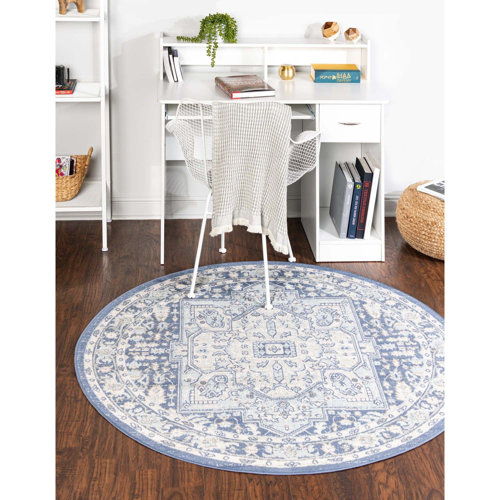Bungalow Rose Shailena Performance French Blue Rug & Reviews | Wayfair