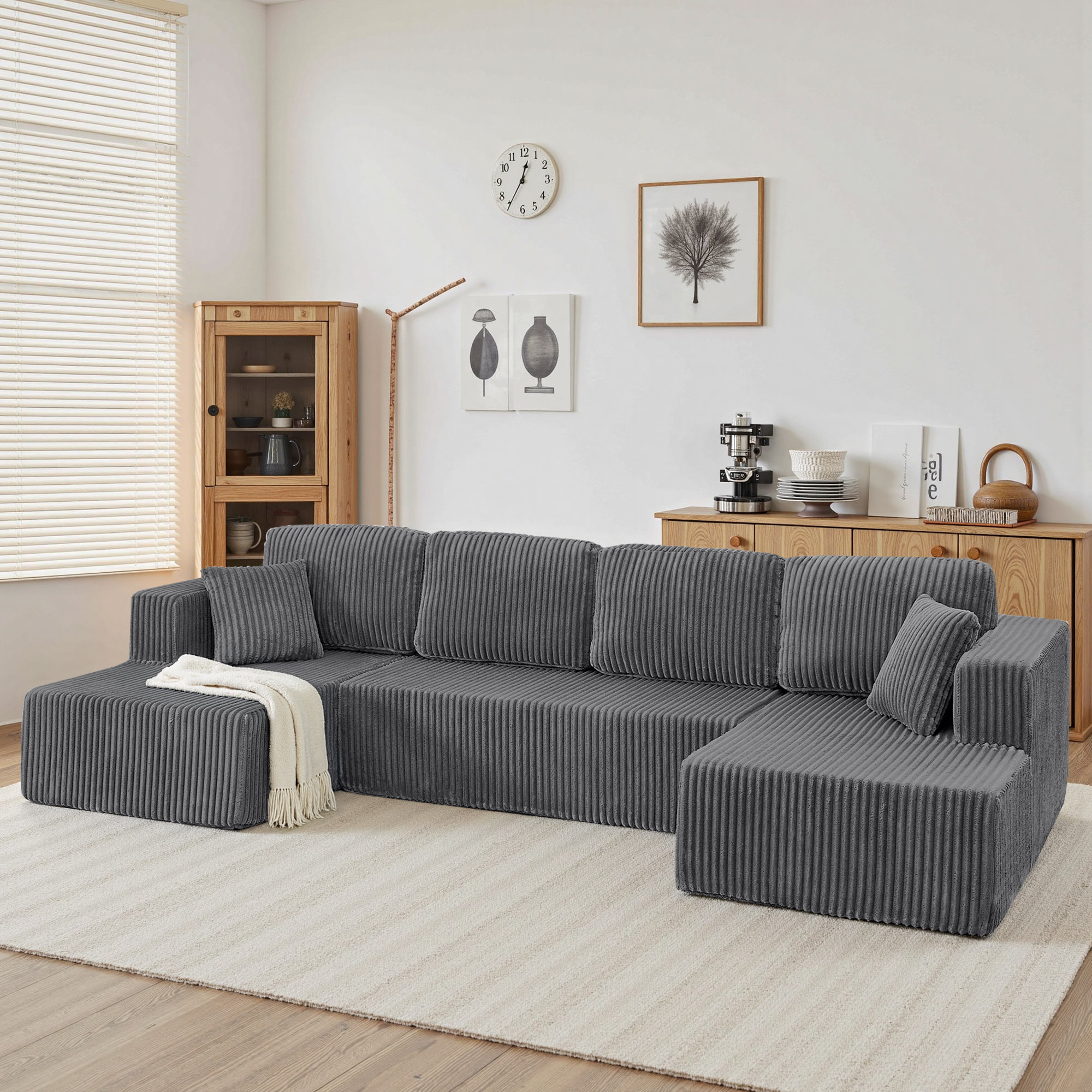 Mercer41 Sectional Cloud Boneless Sofa Couches For Living Room 4 Seater U-shaped Modern Lounge ...