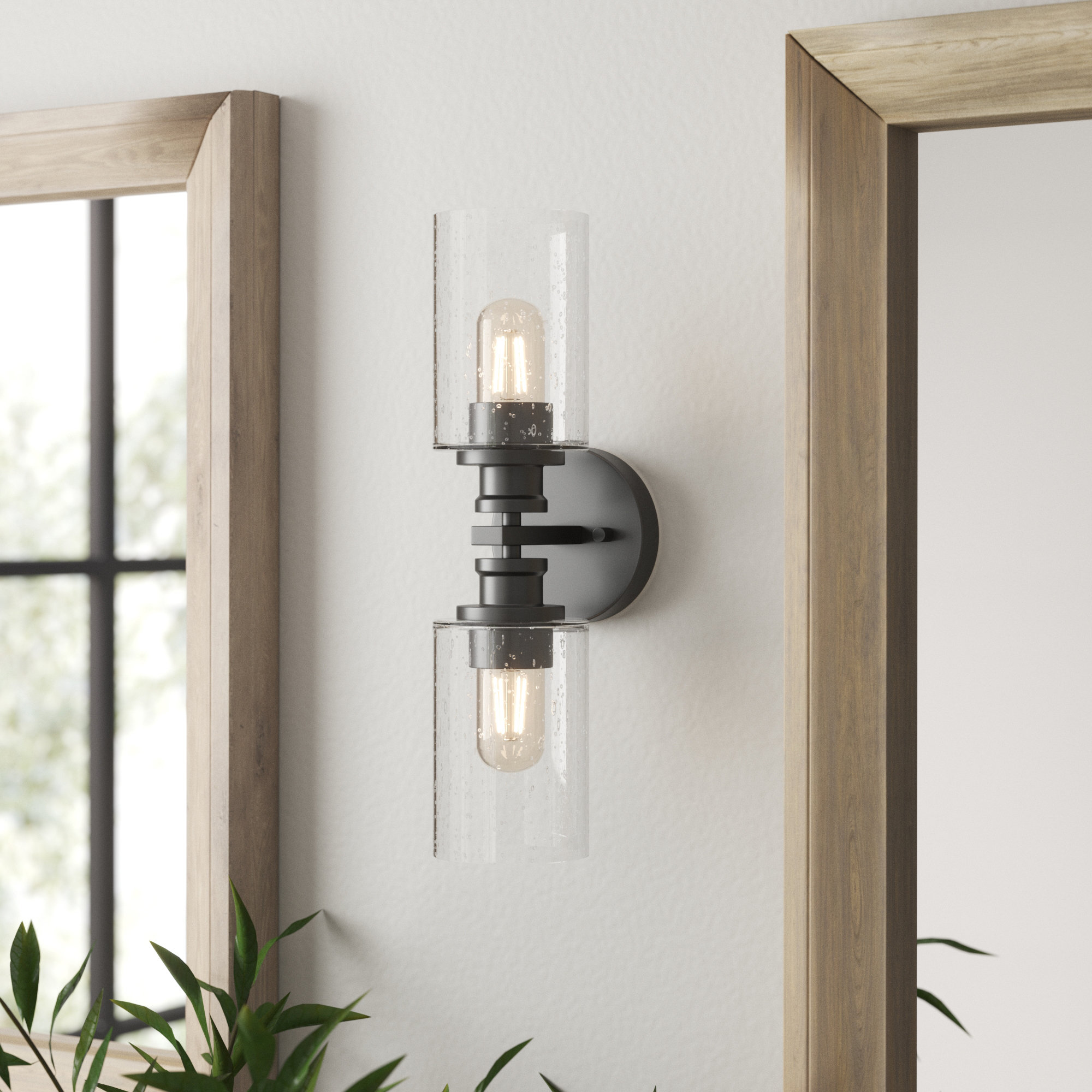 Beachcrest Home™ Barfield Edison Cylinder Iron/Seeded Glass Farmhouse ...