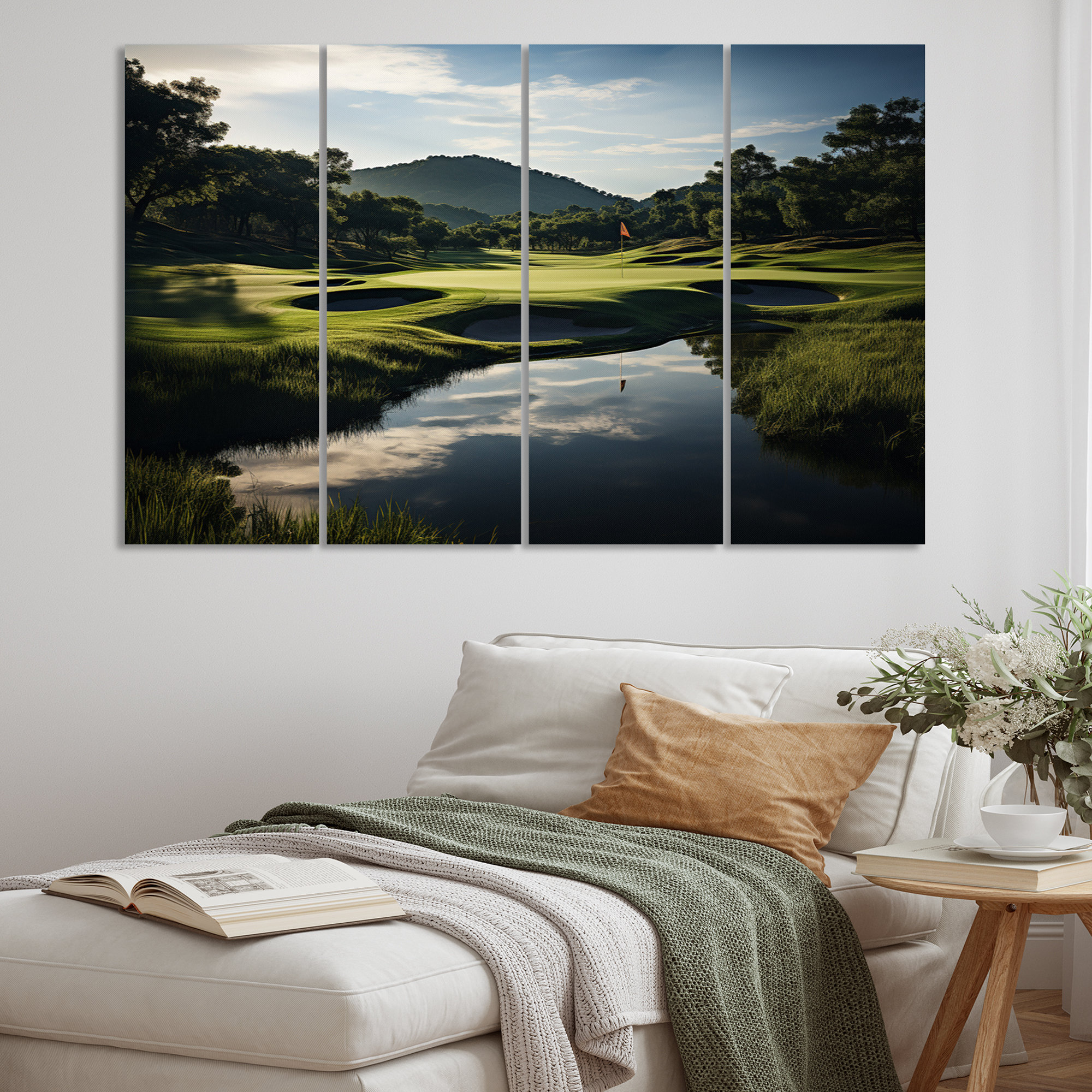 Design Art Golf Precision Filed - Sports Canvas Wall Art - 4 Panels ...