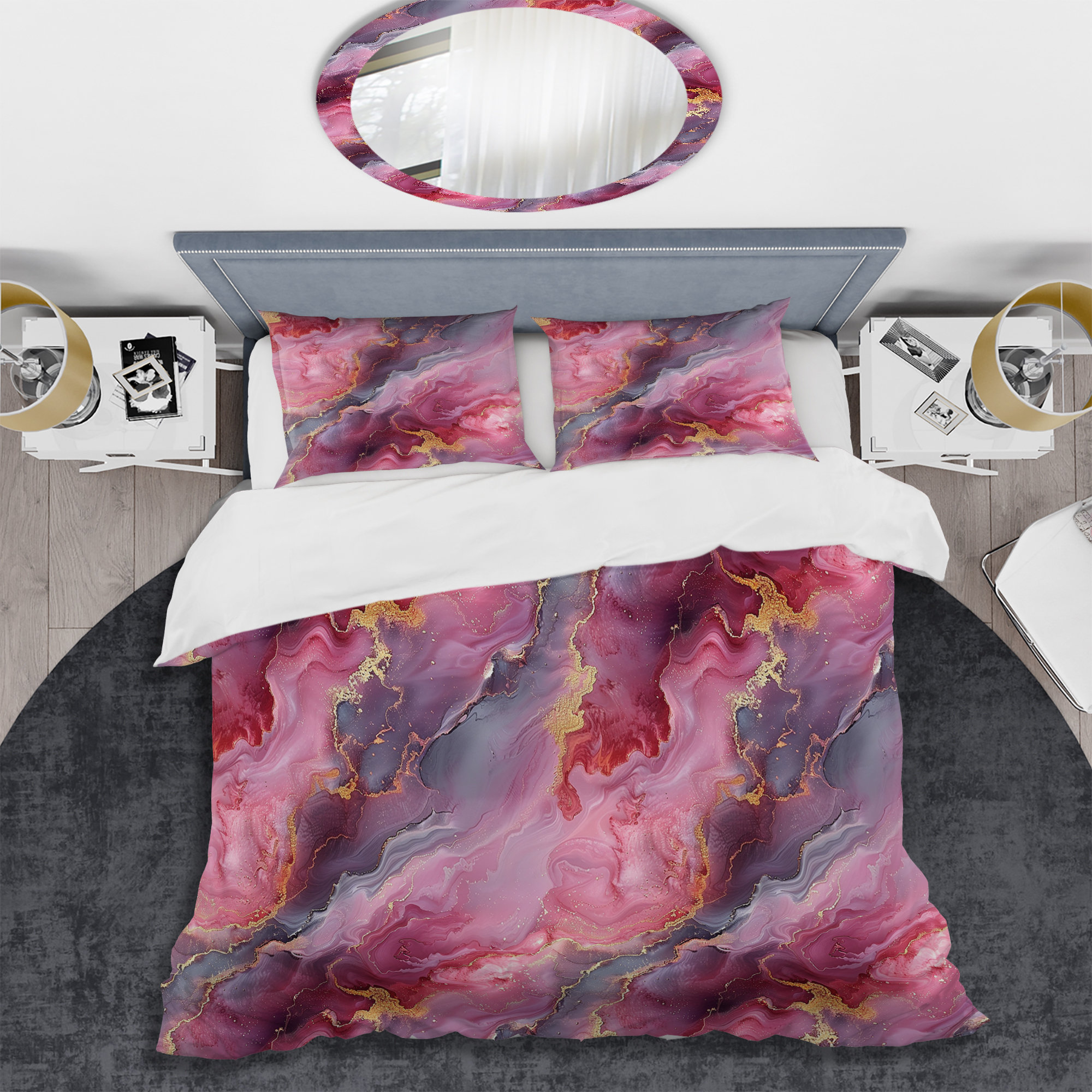 Design Art Pink Gold Rosy Romance I - Modern Duvet Cover Set - Wayfair ...
