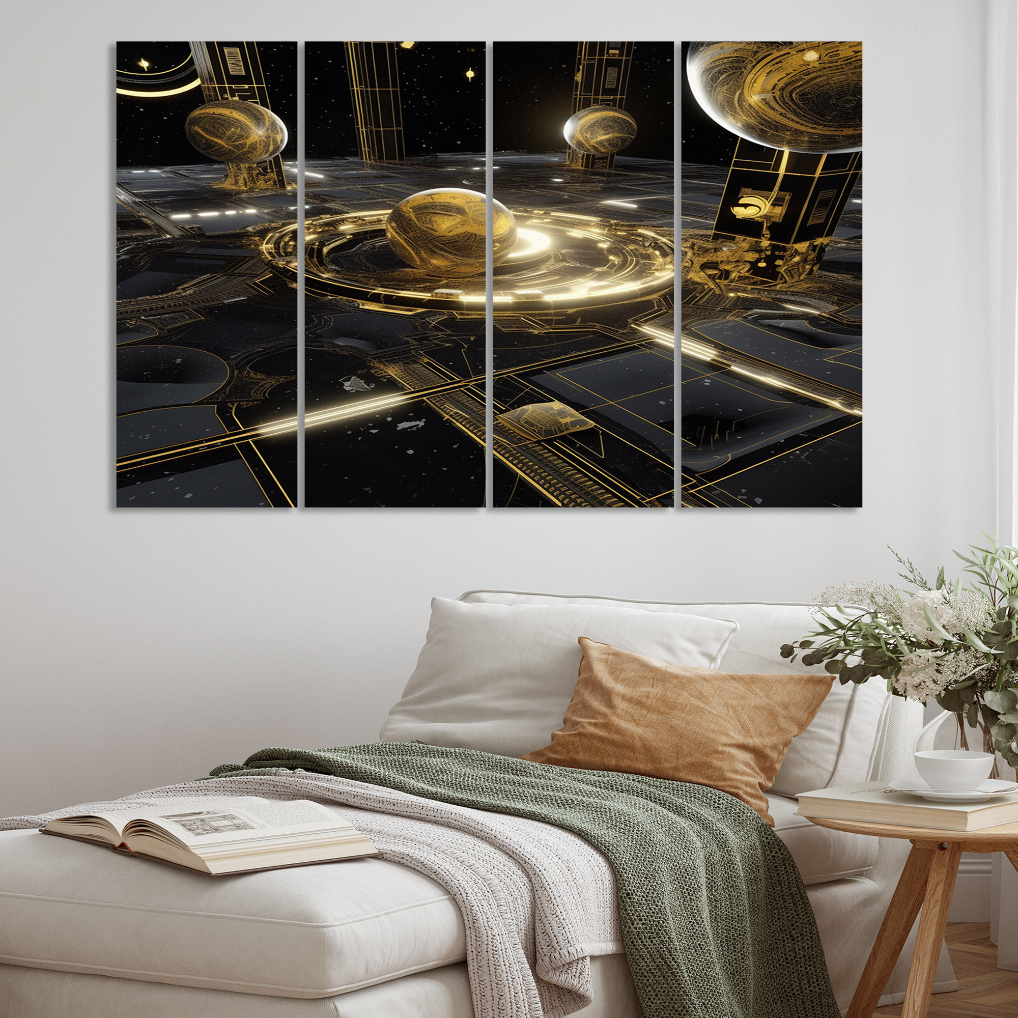 Wrought Studio Futuristic Circular Golden Sphere I - Modern Geometric ...