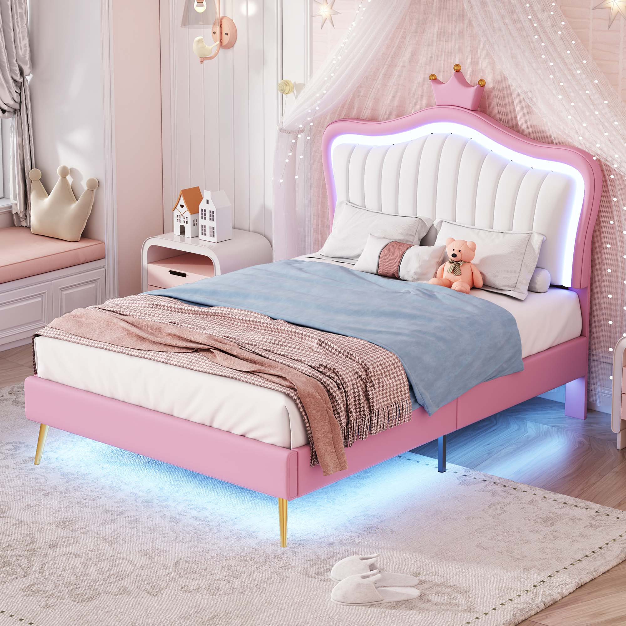 Gemma Violet Eleni Modern Modern Upholstered Princess Bed With Crown ...