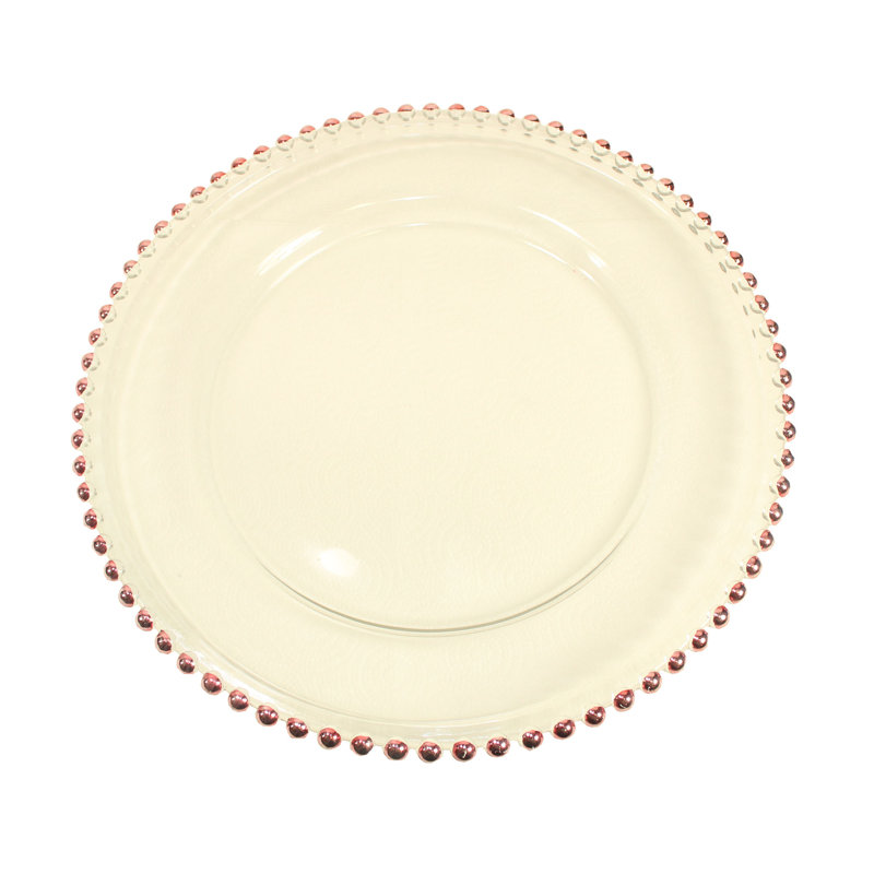 Dakota Fields Cannin 13" big beads glass charger rosegold set of 12 ...