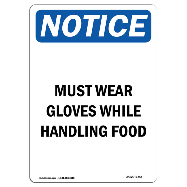 SignMission Must Wear Gloves While Handling Food Sign | Wayfair