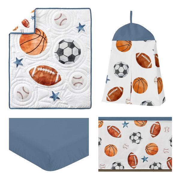 Sweet Jojo Designs Watercolor Sports Theme 4 Piece Crib Bedding Set by ...