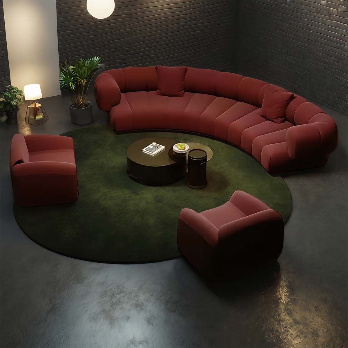 CoyNet Sofa Boutique Suede brick red curved sofa coffee table set | Wayfair