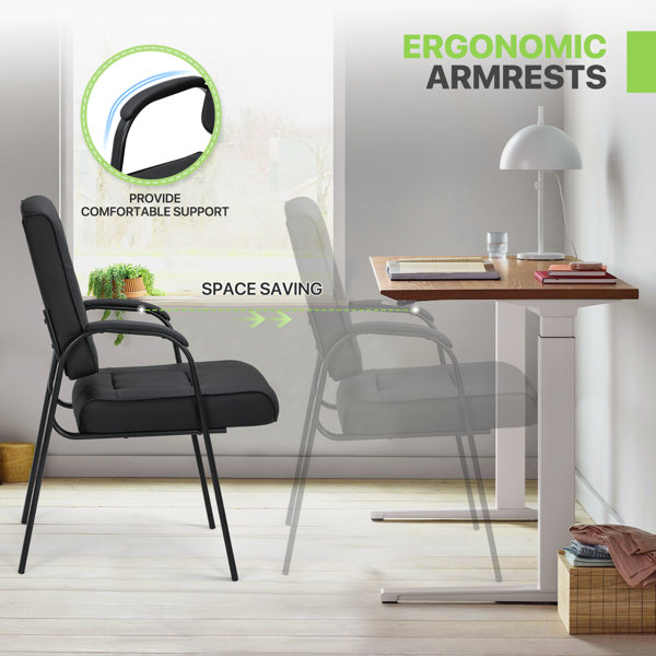 Ebern Designs Awudi Faux Leather Guest Reception Chairs With Fixed ...