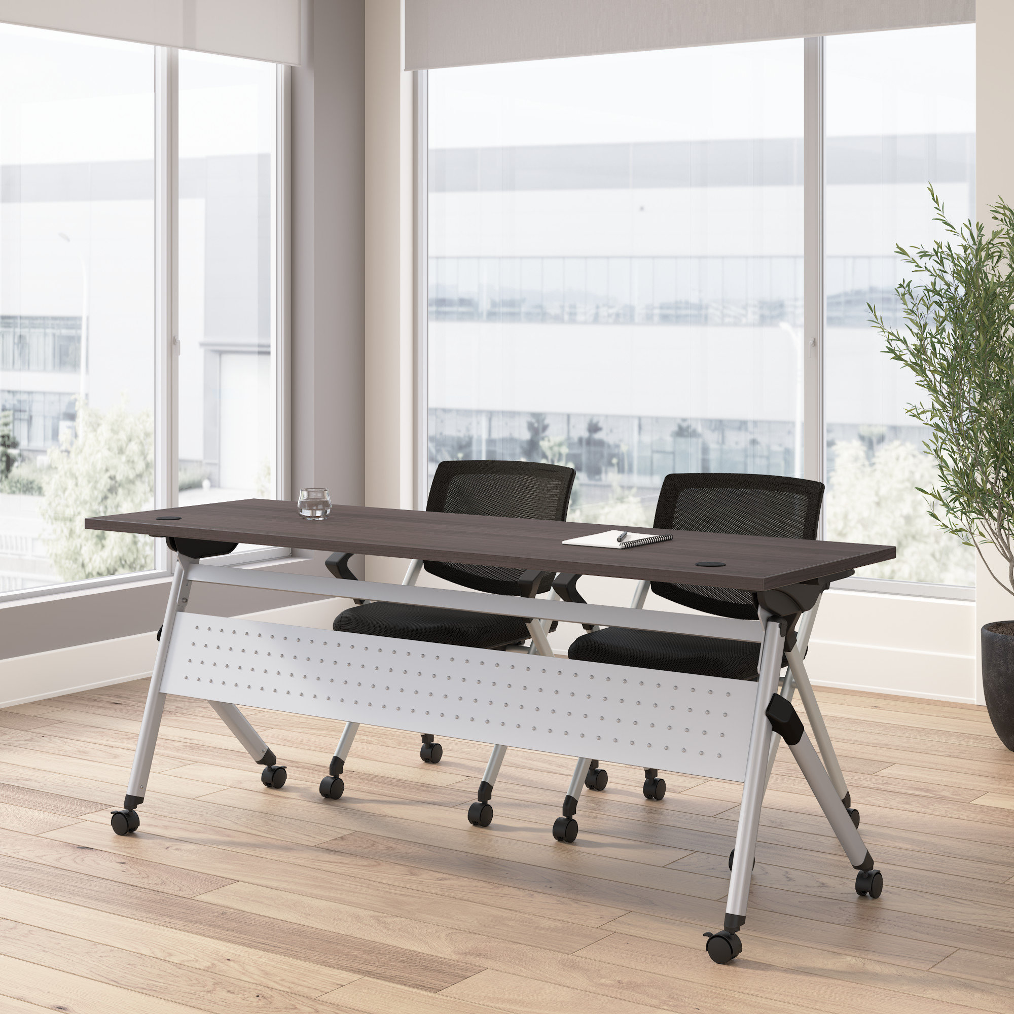 Bush Business Furniture Envision Training Table And 2 Folding Chairs ...