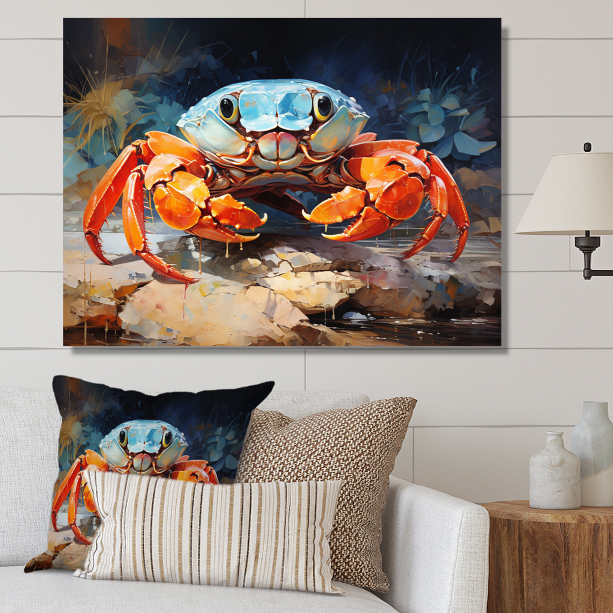 Highland Dunes Crab Coastal Guardian Collage On Canvas Print | Wayfair