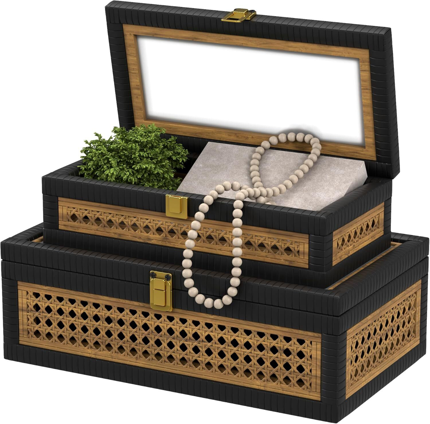Bungalow Rose 2PCS Bohemian Rattan Storage Boxes! Handwoven Natural ...