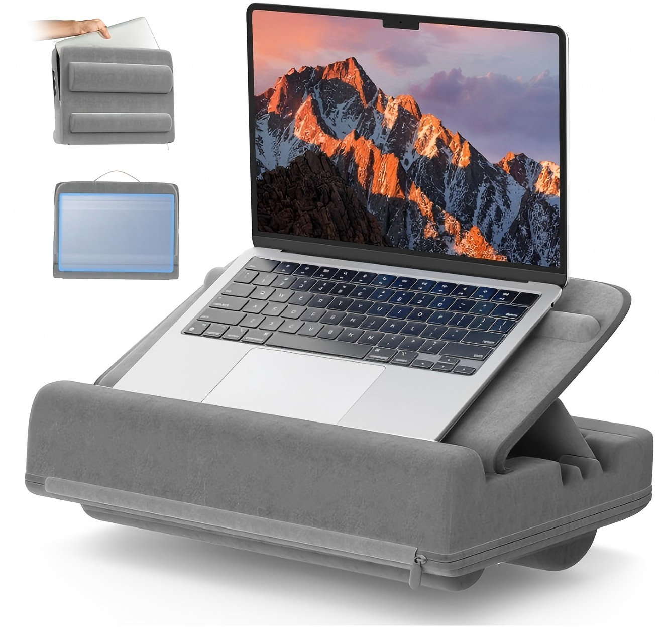 Inbox Zero Laptop Pillow For Lap With Storage, Adjustable Computer Lap ...