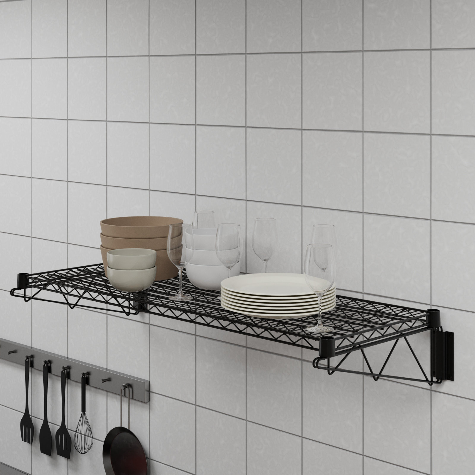 Amgood 18 In. X 48 In. Black Epoxy Wire Wall Mount Shelf - Wayfair Canada