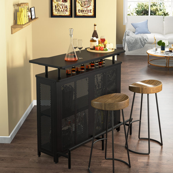 Latitude Run® 3 Tier Bar with Wine Storage & Reviews | Wayfair