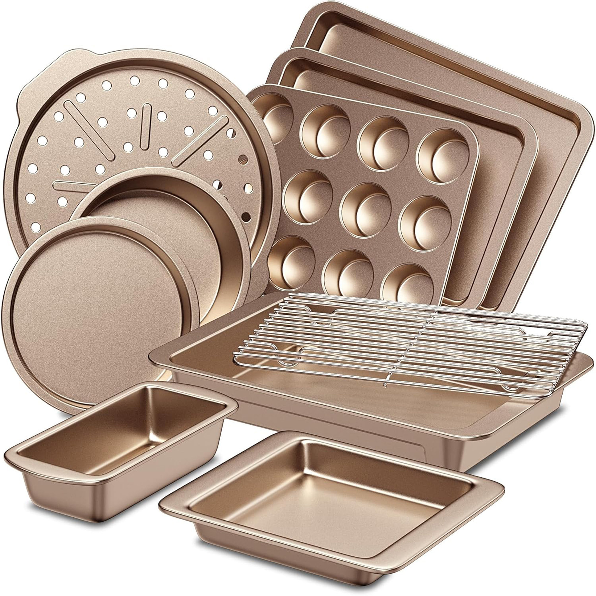 PISILY 10PCS Bakeware Baking Pans Set, Nonstick Oven Pan for Kitchen ...