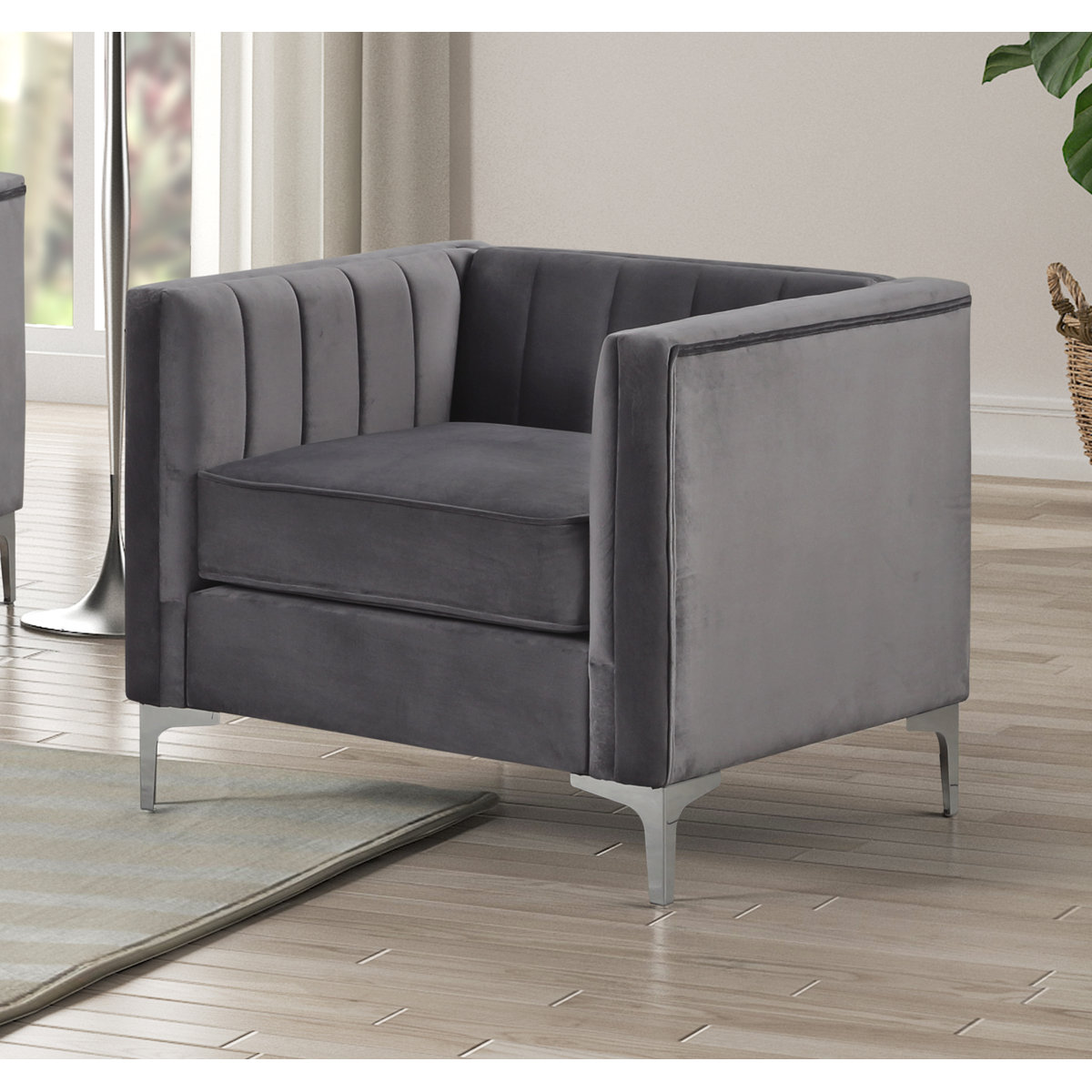 Everly Quinn Louis 83.82Cm Wide Velvet Club Chair & Reviews | Wayfair