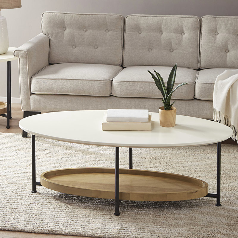 Latitude Run® Contemporary White Top Coffee Table With Natural Display ...