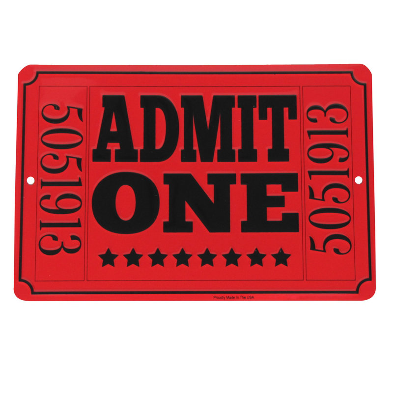 Treasure Gurus Admit One Movie Theatre Ticket Metal Sign Home Theater ...