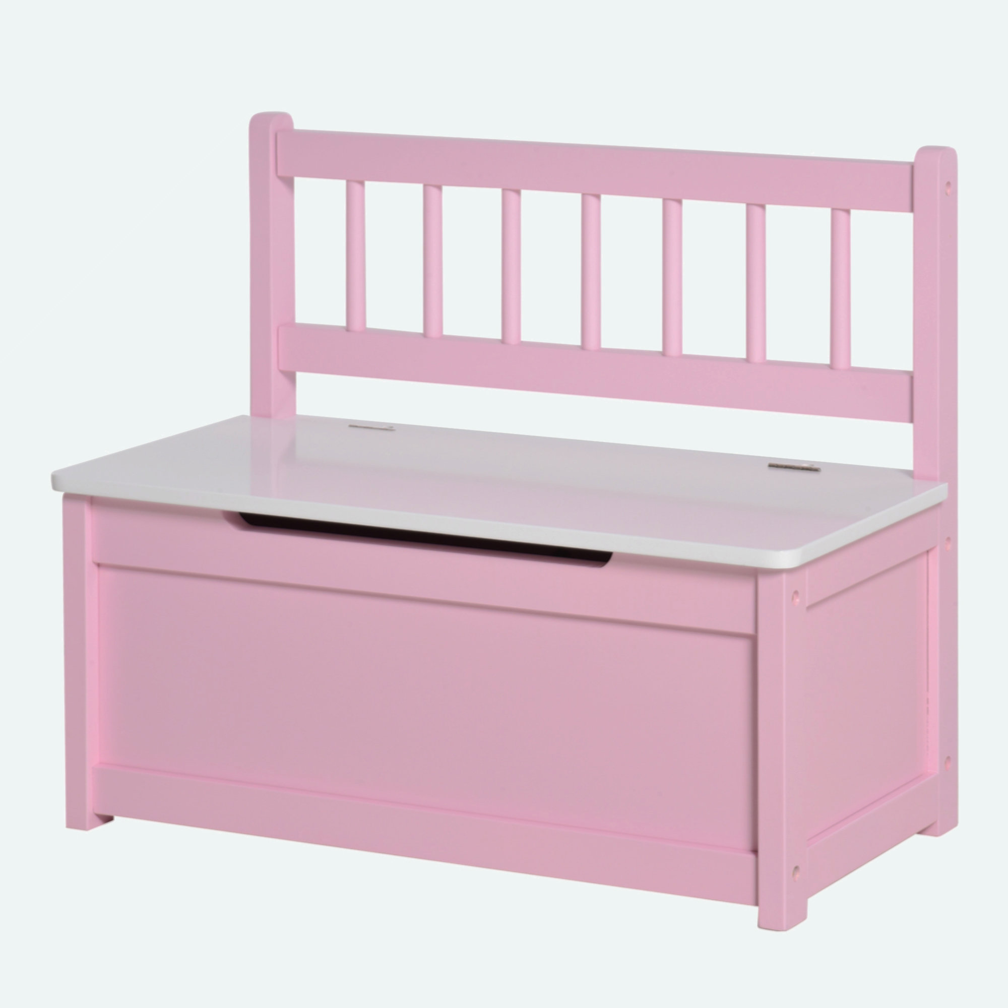 Red Barrel Studio® Qaba Toddler Toy Box Storage Bench With Large 27 L ...