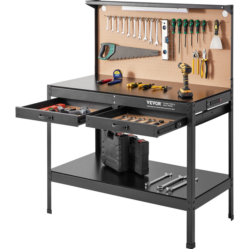 WFX Utility™ 47'' W Steel Top Workbench with Pegboard & Reviews | Wayfair
