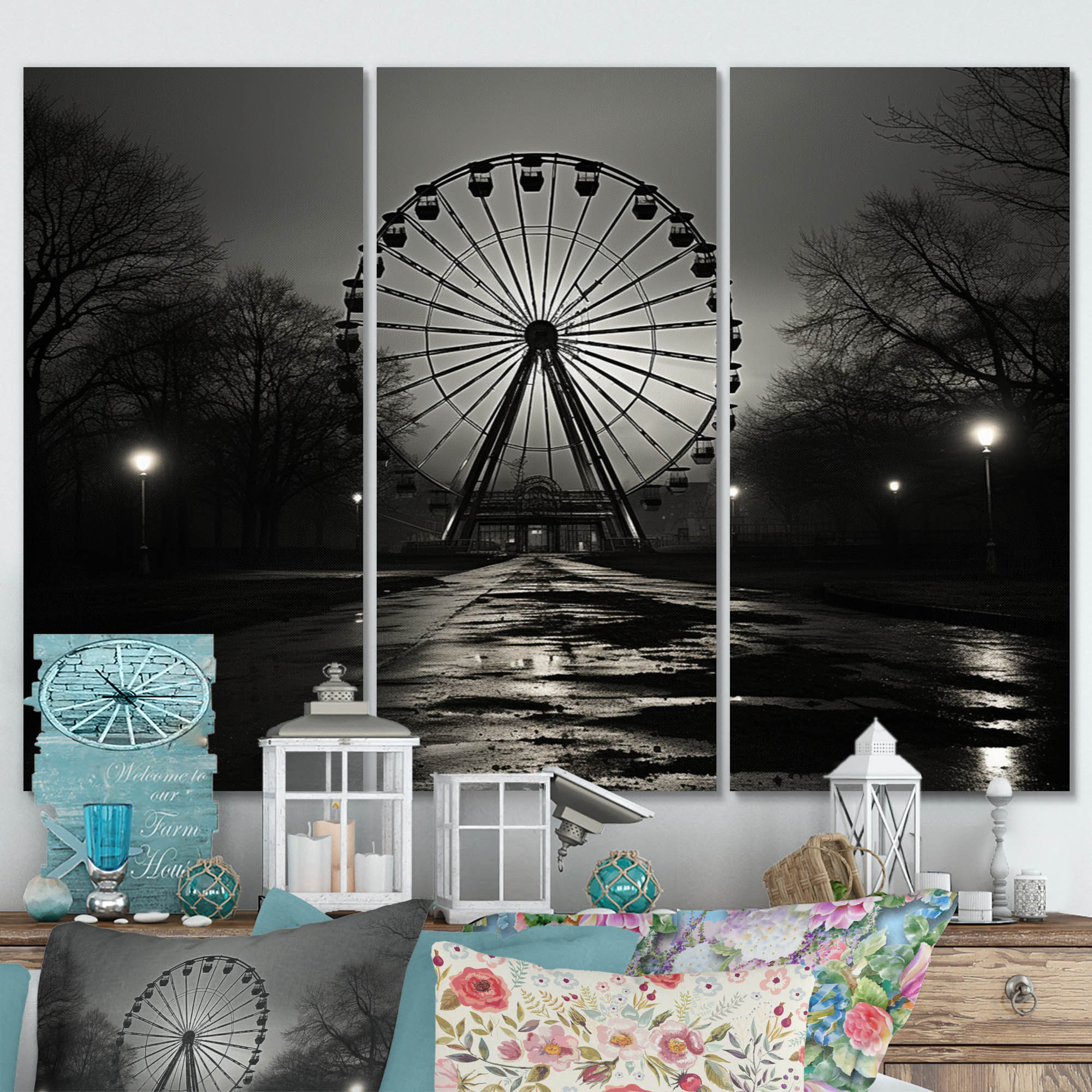 Design Art Grey Ferris Wheel Enchanted Revolutions - Architecture Metal ...