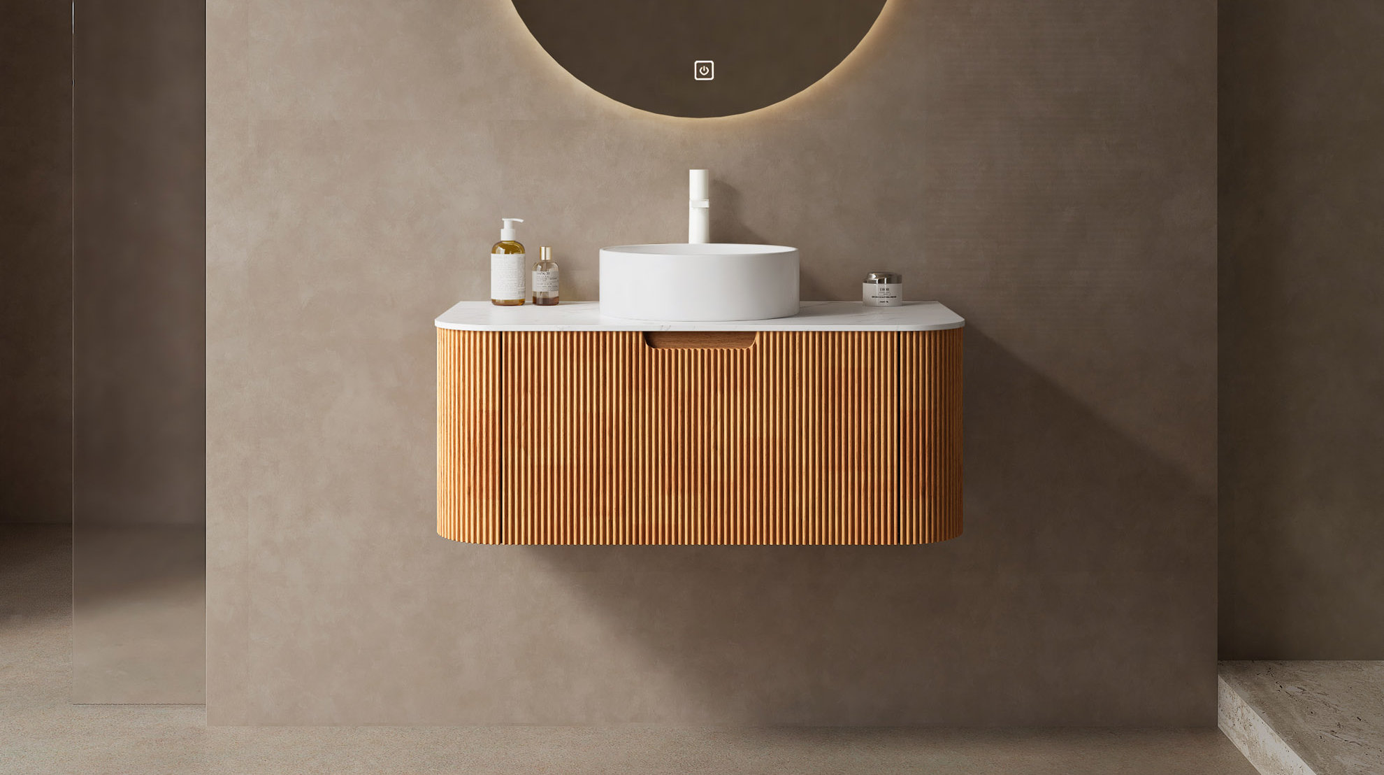 weixunguang Bathroom Vanity With Sink, Wall-Mounted Floating Curved ...