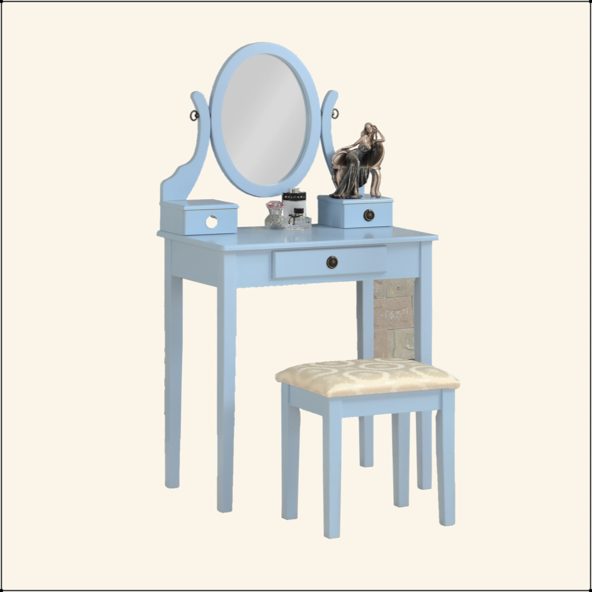 Lark Manor Wood Moniya Makeup Vanity Table And Stool Set - Wayfair Canada
