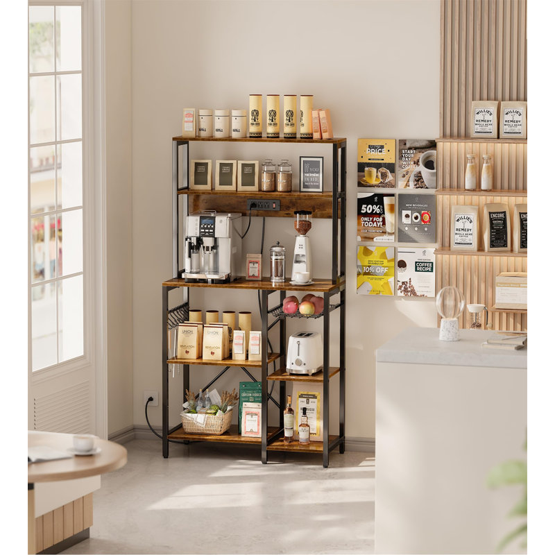 17 Stories Jantz 35.4'' Standard Baker's Rack with Microwave ...