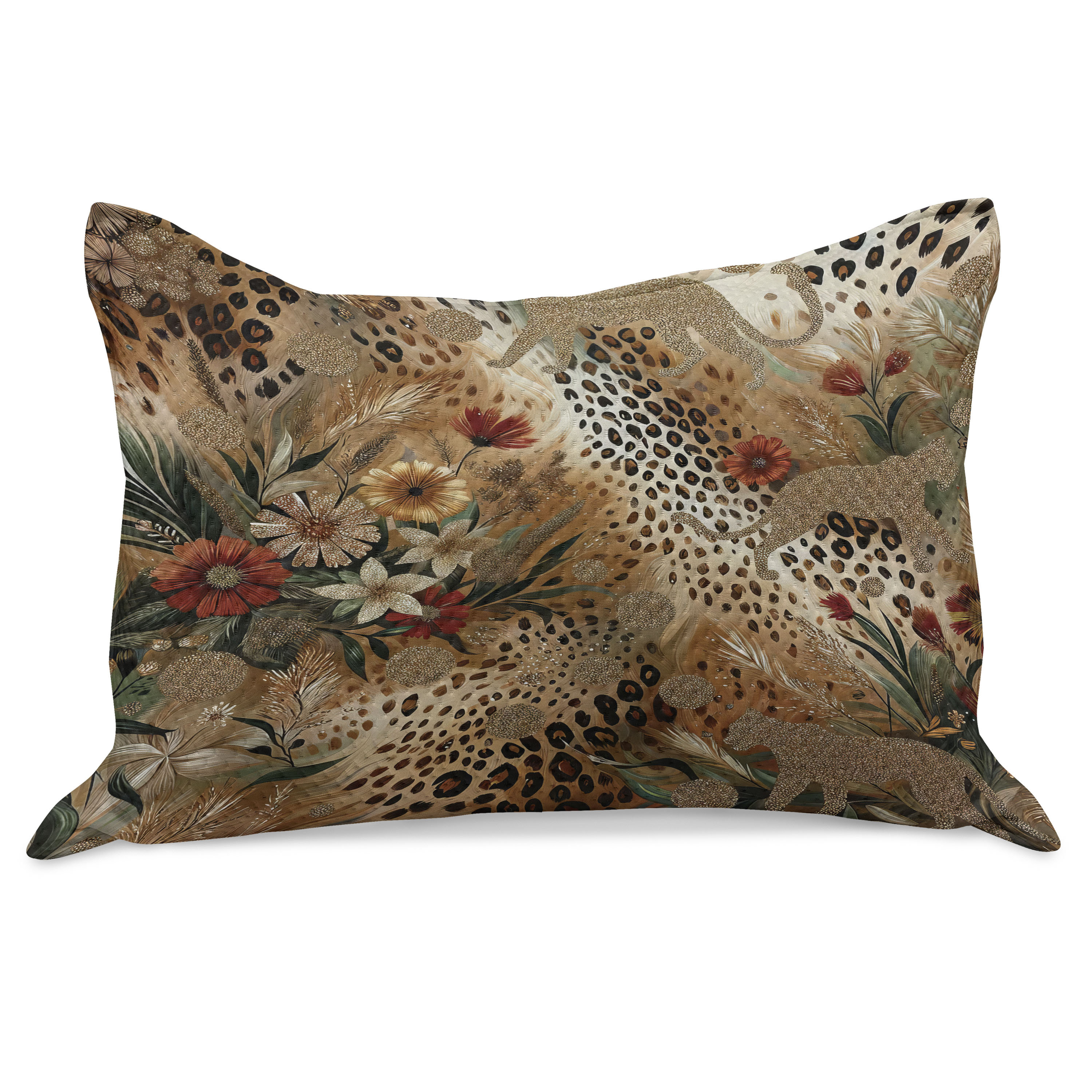 Ambesonne Leopard Print Quilt Pillow Cover Autumnal Vibes Exotic Camel ...