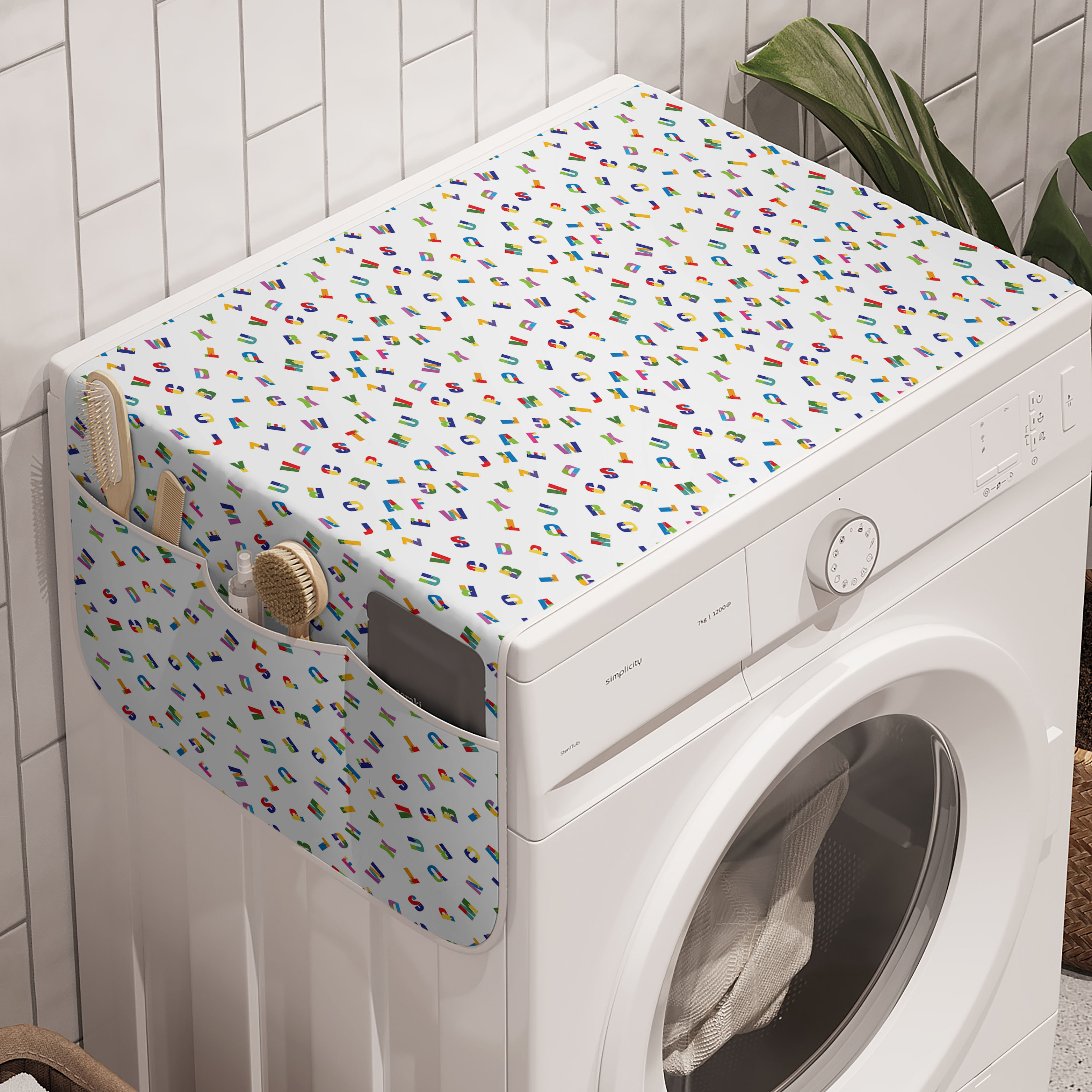 East Urban Home ABC Theme Washing Machine Organizer Pack of 2 47" x 18. ...