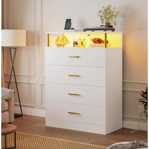 Wrought Studio™ Dresser For Bedroom,white Bedroom Dresser & Chest Of 4 ...