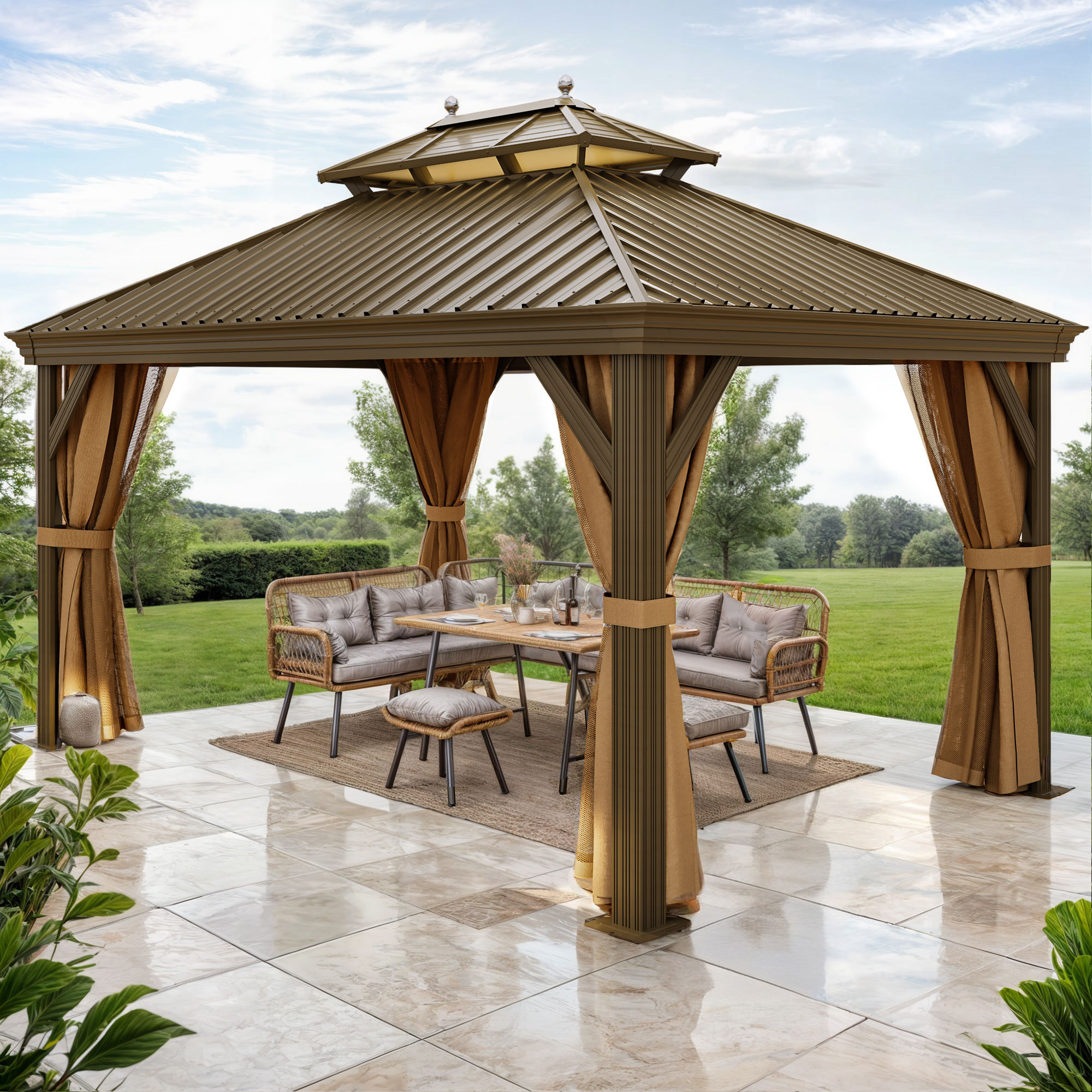 Edrosie Inc Aluminum Canopies Gazebo with Dual-Design Roof - Wayfair Canada