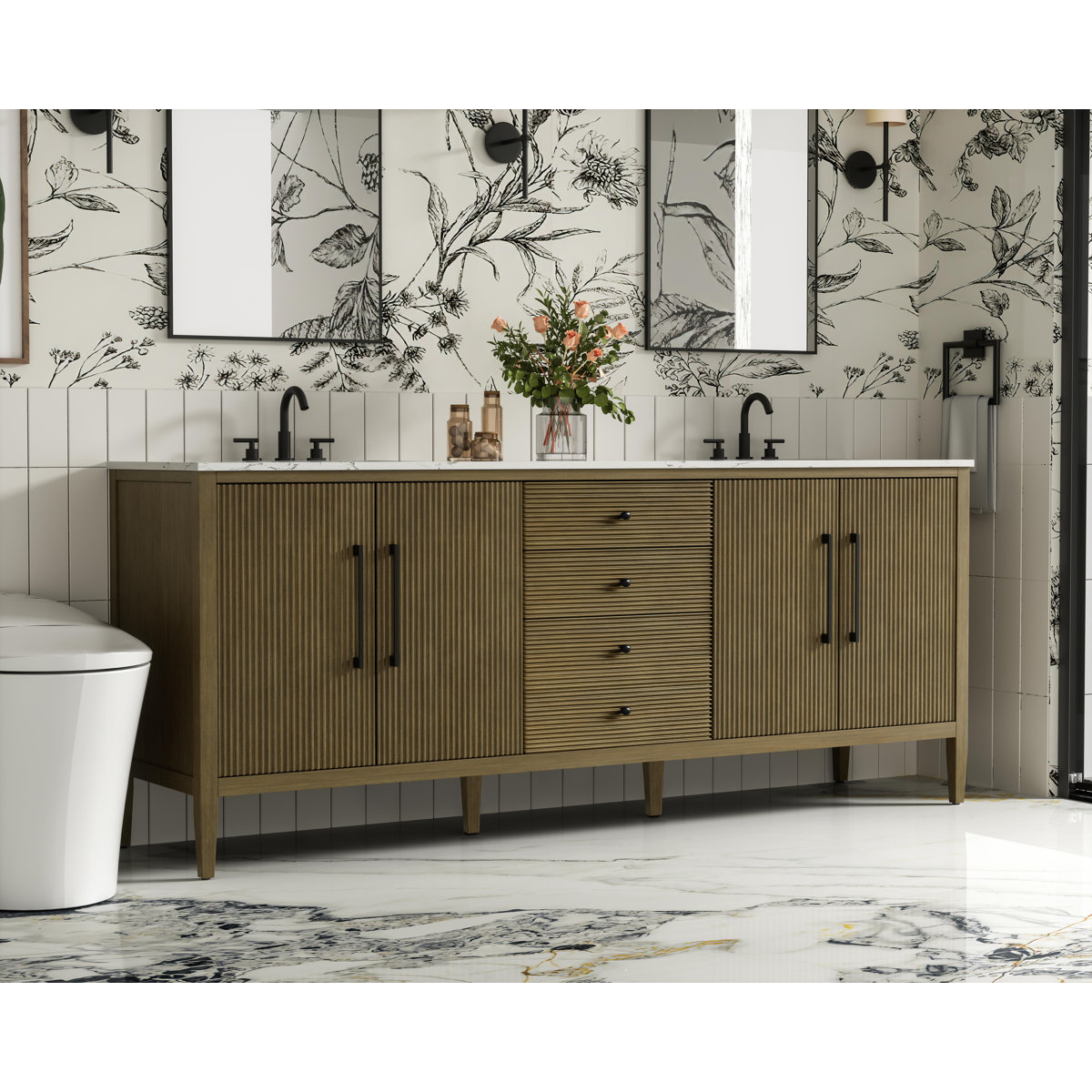 Winston Porter 84 inch Double Bathroom Vanity & Reviews | Wayfair