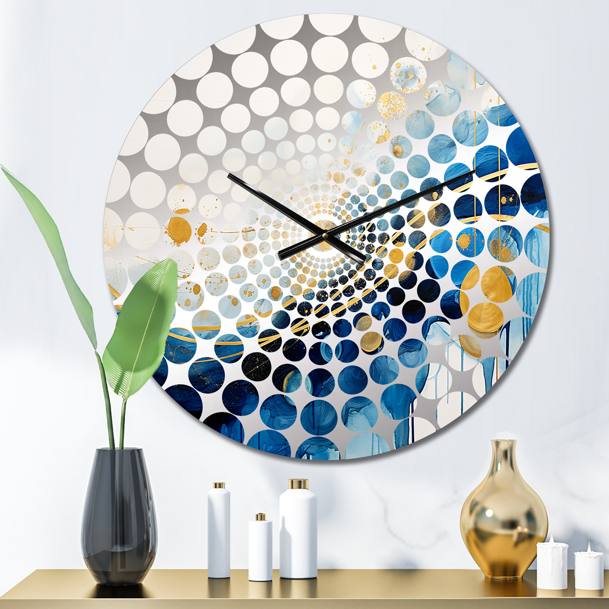 East Urban Home Jagna - Abstract Painting Wall Clock | Wayfair