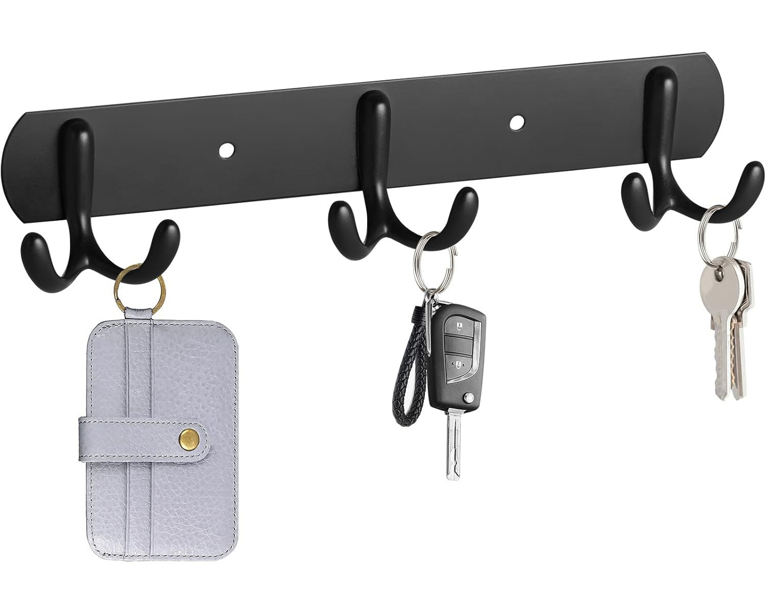 INSALER Key Holder Wall Mount Black Metal Key Hanger With 3 Double Key ...
