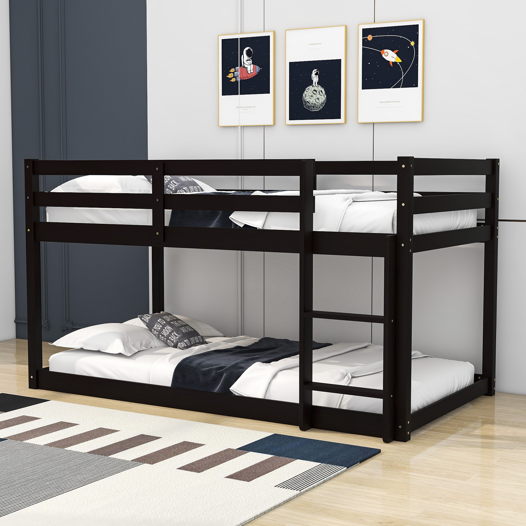 Harriet Bee Lit superposé simple en bois avec échelle intégrée Hernaldo ...