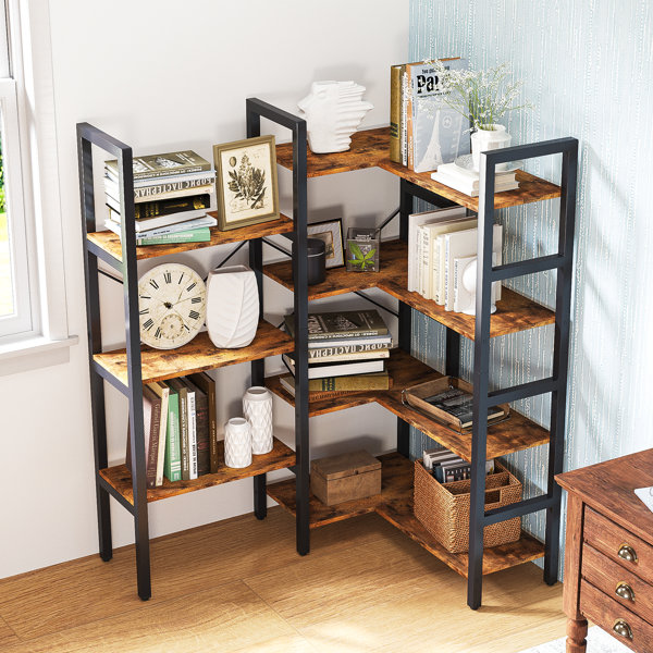 17 Stories Ganell 50.8''H,Triple Wide 4-tier Corner Bookshelf | Wayfair
