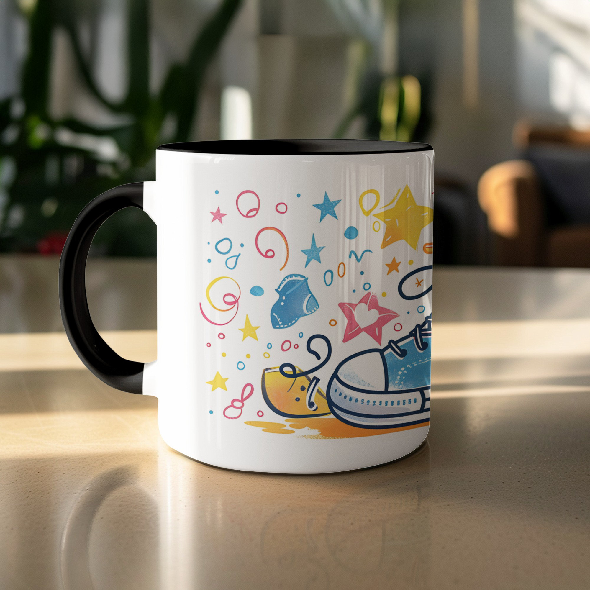 East Urban Home Set of 3 Kids Drawing Style 11oz Accent Mugs – White ...