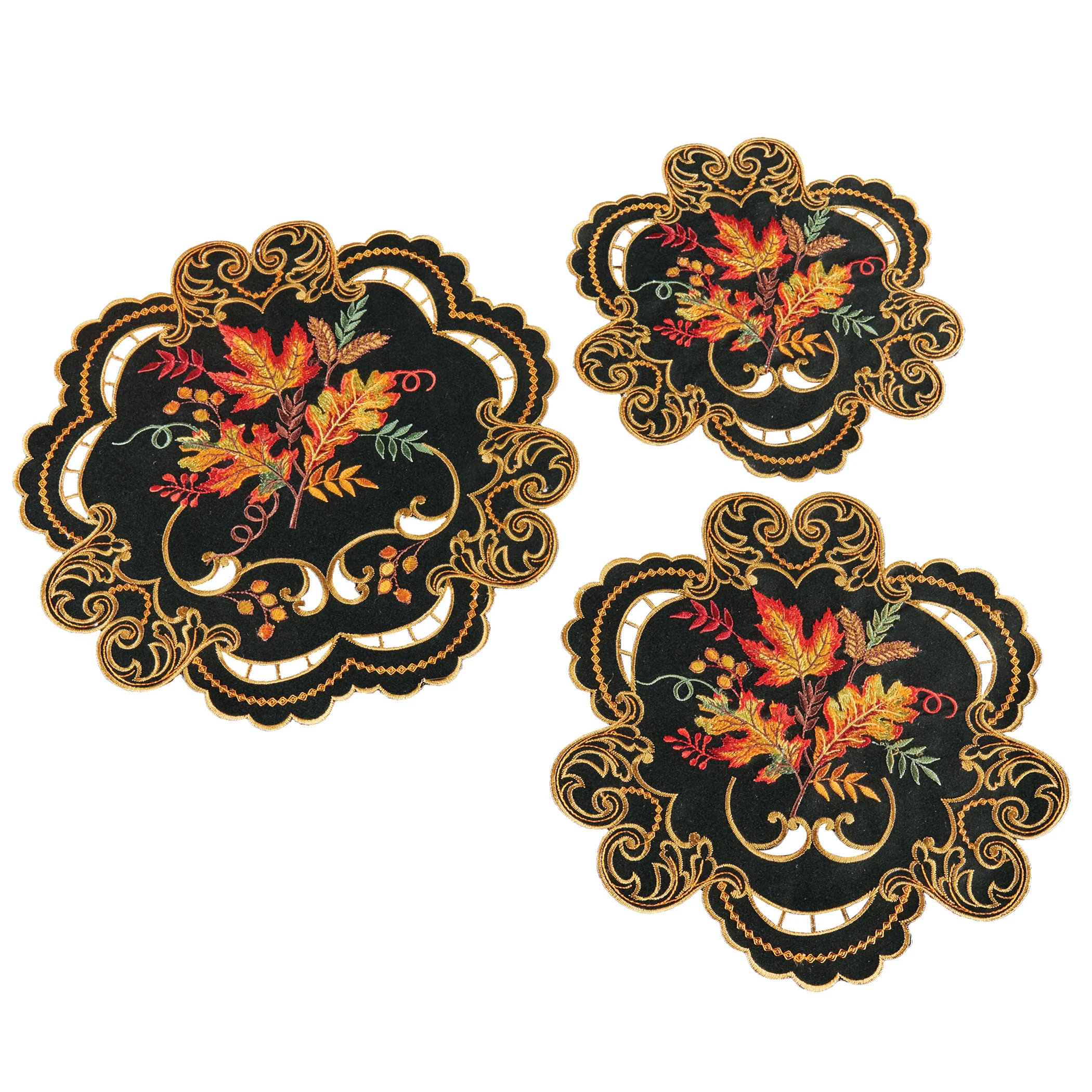 The Holiday Aisle® Exquisite Embroidered Fall Leaves Table Linens | Wayfair