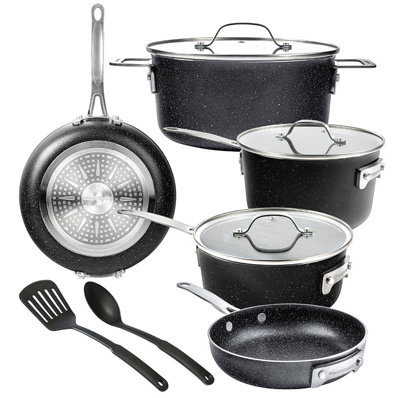 Granitestone Stackable 10 Piece Space Saving Nonstick Cookware Set with ...