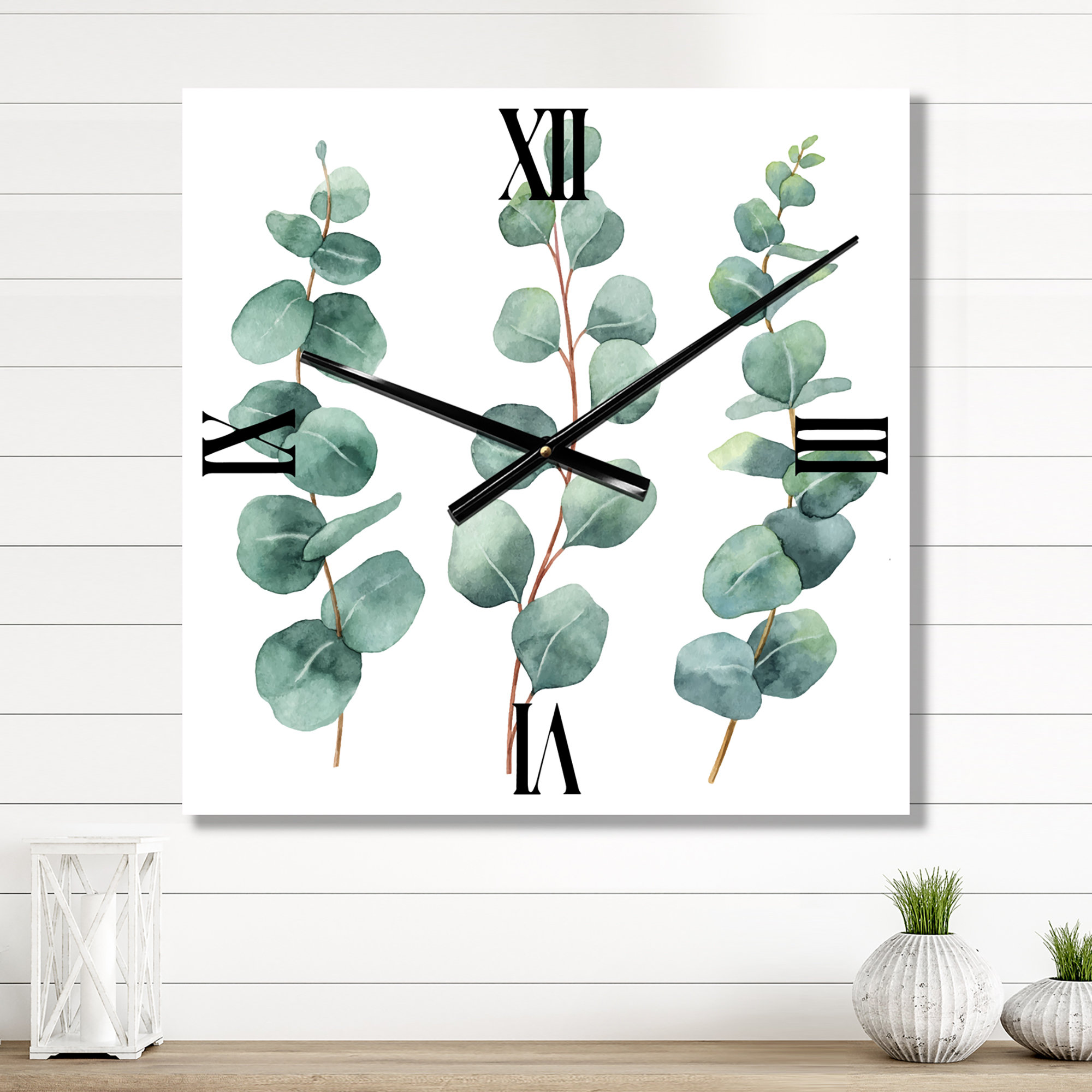 East Urban Home Young Eucalyptus Leaves and Branches I Wall Clock | Wayfair