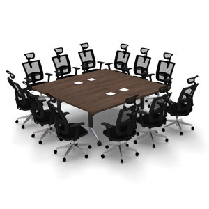 The Twillery Co.® Albin 12 Person Conference Meeting Tables with 12 ...