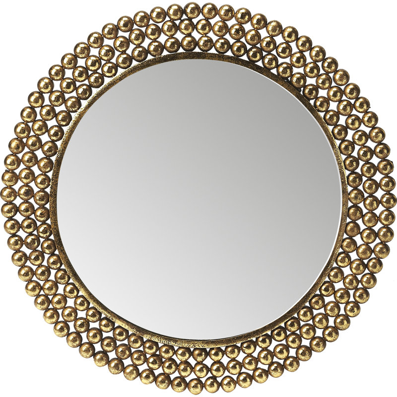 House of Hampton® Traditional Round Metal Frame Glam Beveled Accent ...