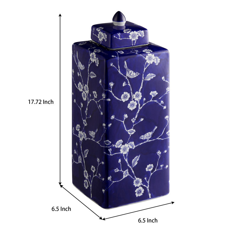 Charlton Home® Daouia 17.72" Handmade Blue White Chinoiserie Ceramic ...