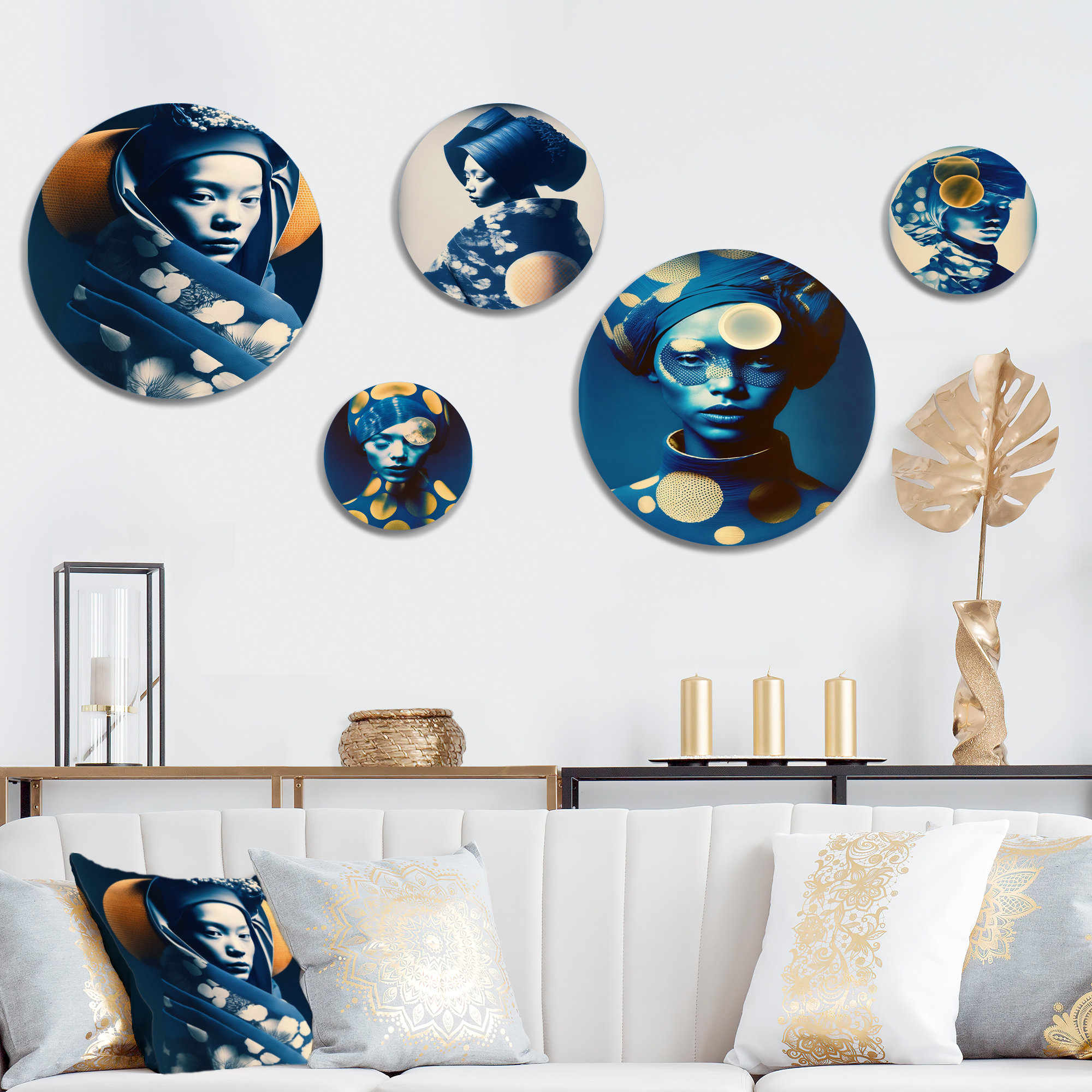 Design Art Avant Garde Model In Gold and Retro Blue I - Fashion Woman ...