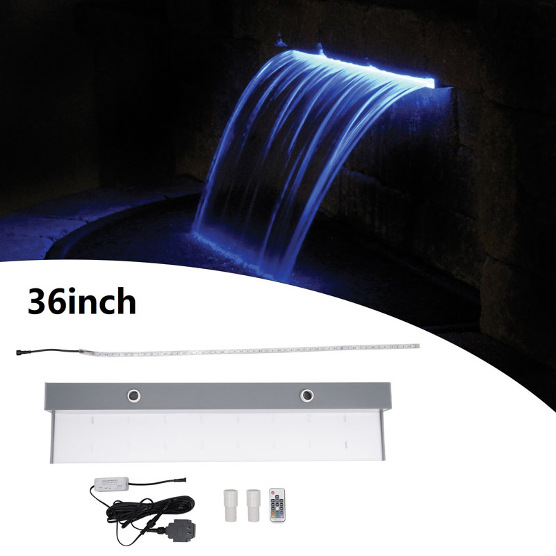 Arlmont & Co. Mirelez 36" Waterfall Spillway Acrylic LED Pool Fountain ...