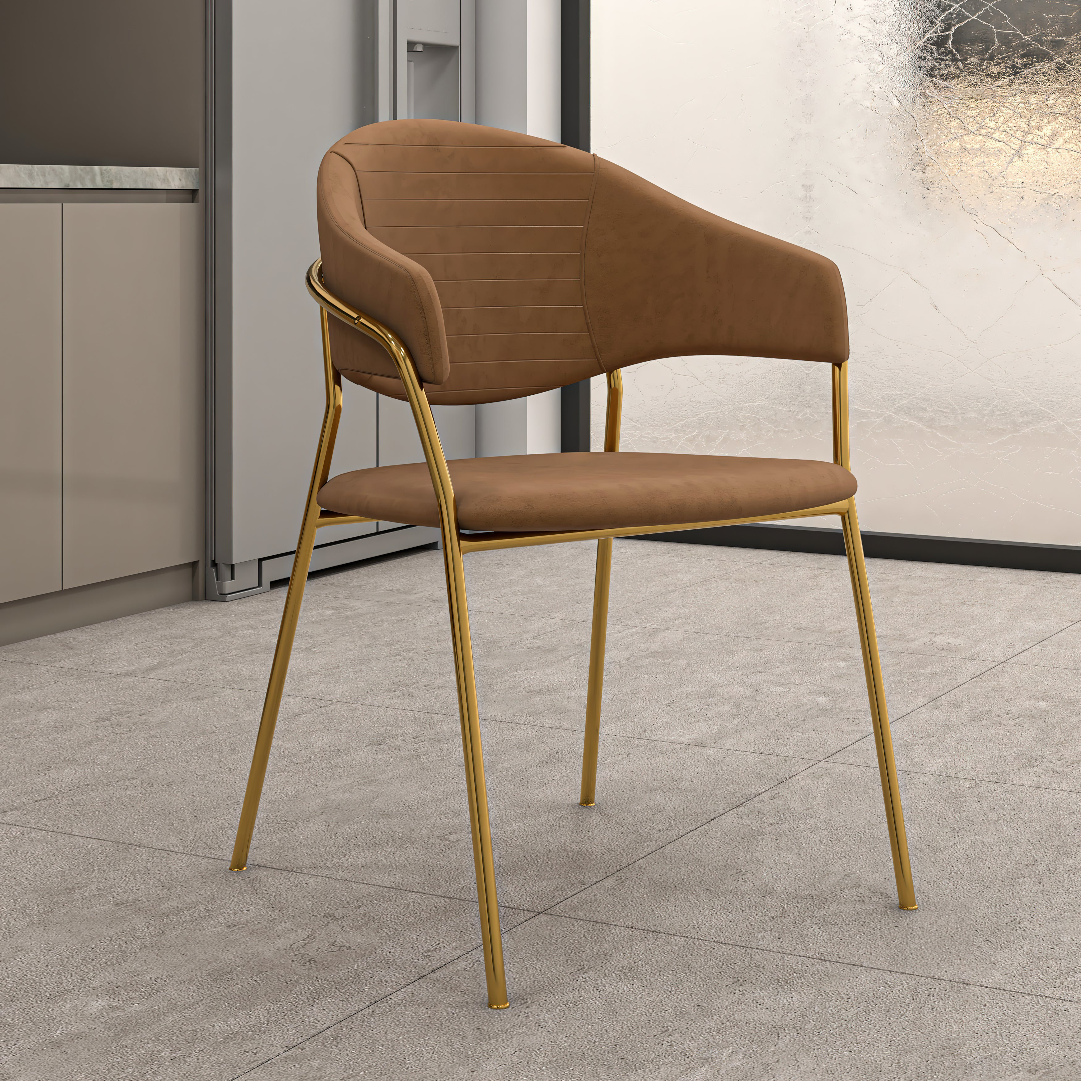 Everly Quinn Kaler Dining Chair Upholstered In Leather Or Velvet In ...