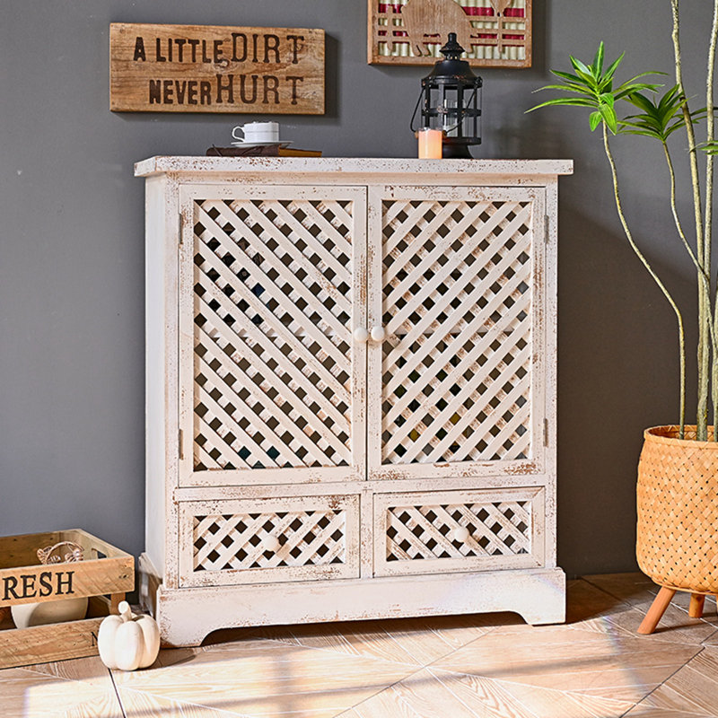 August Grove® Accent Rustic Wooden Sideboard Cabinet | Wayfair