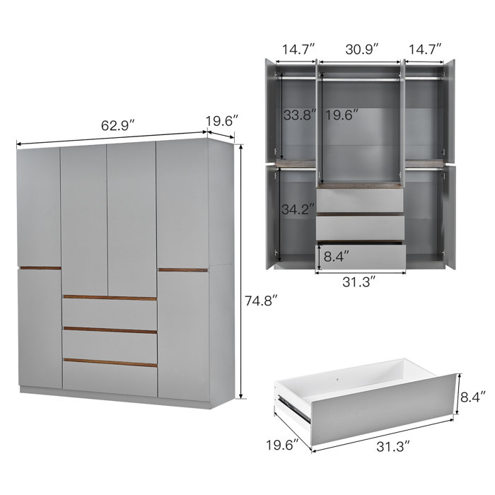 Mercer41 Sheani Solid + Manufactured Free Standing Wardrobe Closets ...